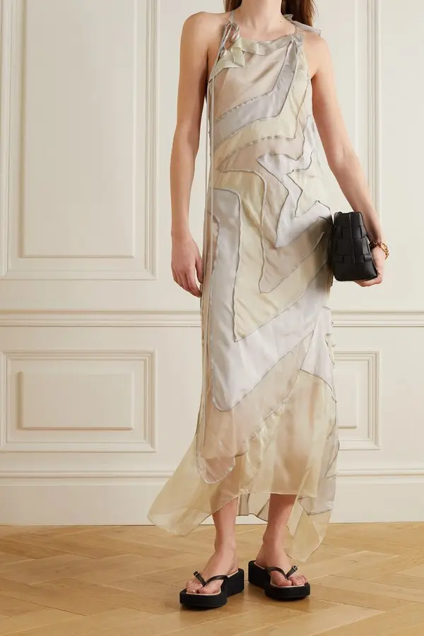 Acne Studios Asymmetric Paneled Silk-habotai Maxi Dress