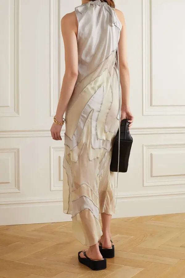 Acne Studios Asymmetric Paneled Silk-habotai Maxi Dress