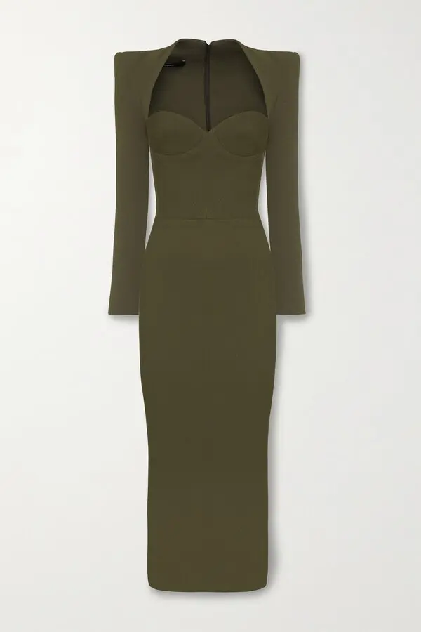 alex perry olive green dress Alex Perry Ambrose Crepe Midi Dress In Green - 70% Off