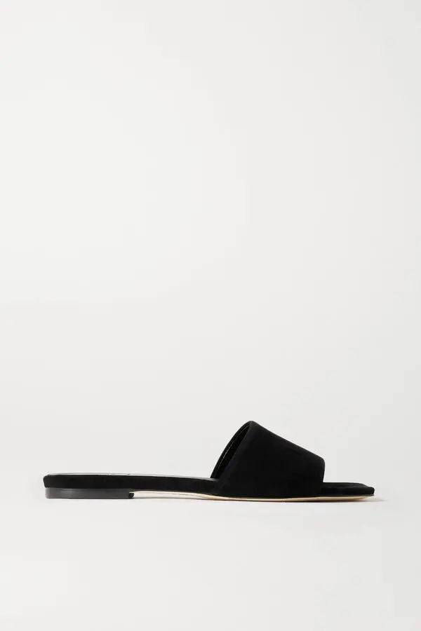 AeydĒ Anna Suede Slides - Black