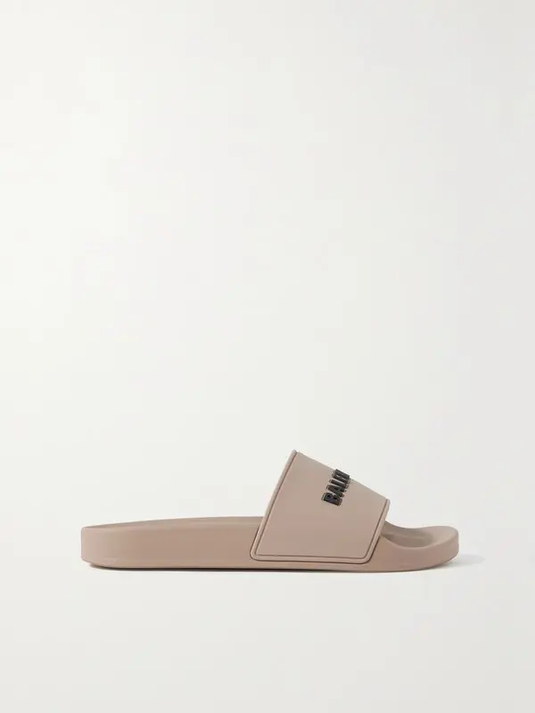 Balenciaga Piscine Logo-embossed Slides - Neutrals