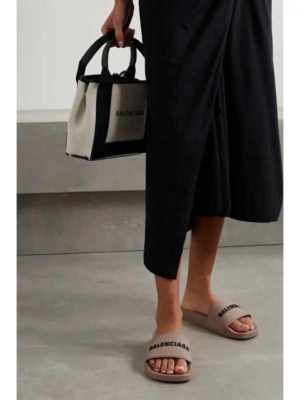 Balenciaga Piscine Logo-embossed Slides - Neutrals