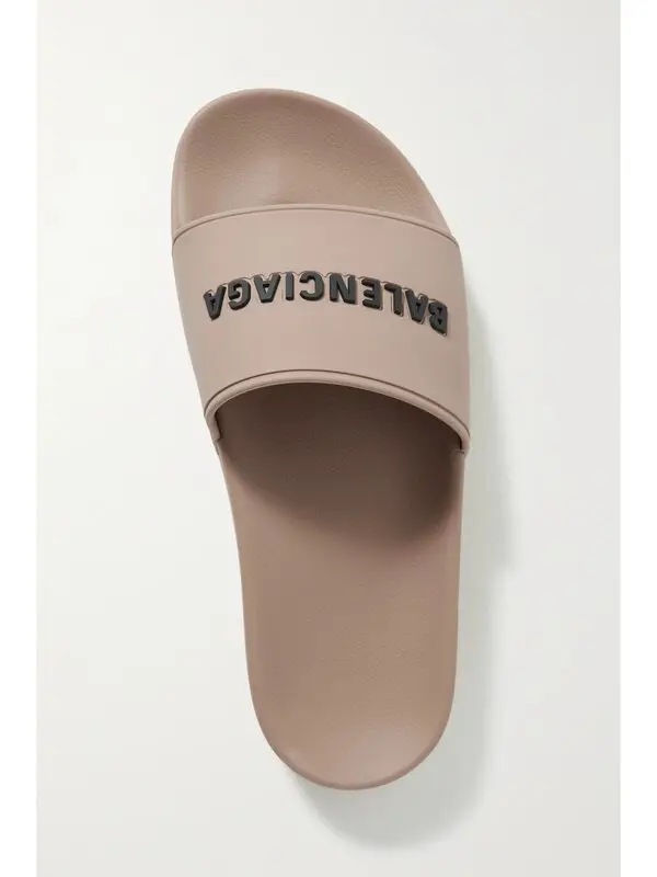 Balenciaga Piscine Logo-embossed Slides - Neutrals
