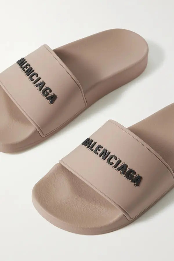 Balenciaga Piscine Logo-embossed Slides - Neutrals