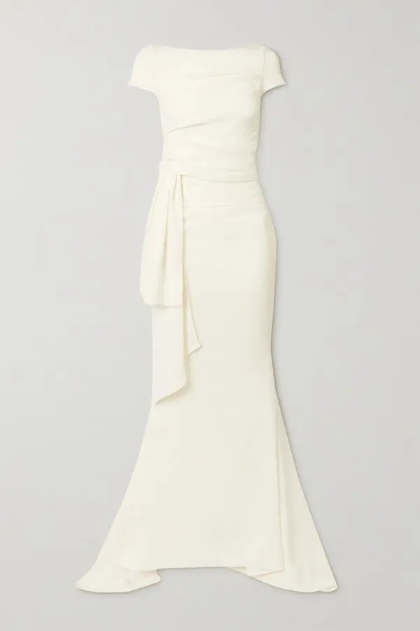 Talbot Runhof Bouvier Gathered Draped Crepe Gown