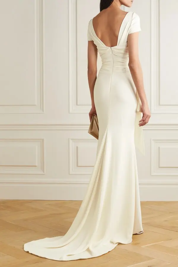 Talbot Runhof Bouvier Gathered Draped Crepe Gown