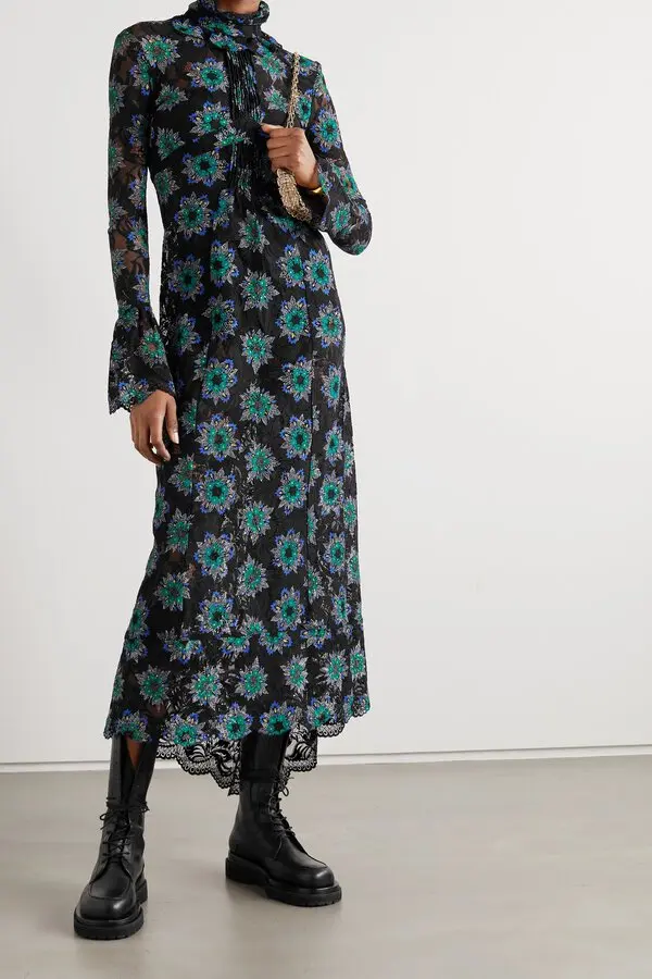 rabanne turtleneck lace long dress Rabanne Turtleneck Lace Long Dress In Ivory - 35% Off