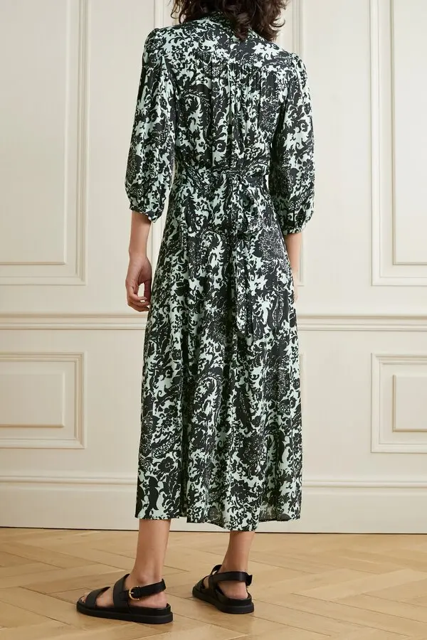Bella Freud Emmanuelle Belted Floral-print Crepe Maxi Dress