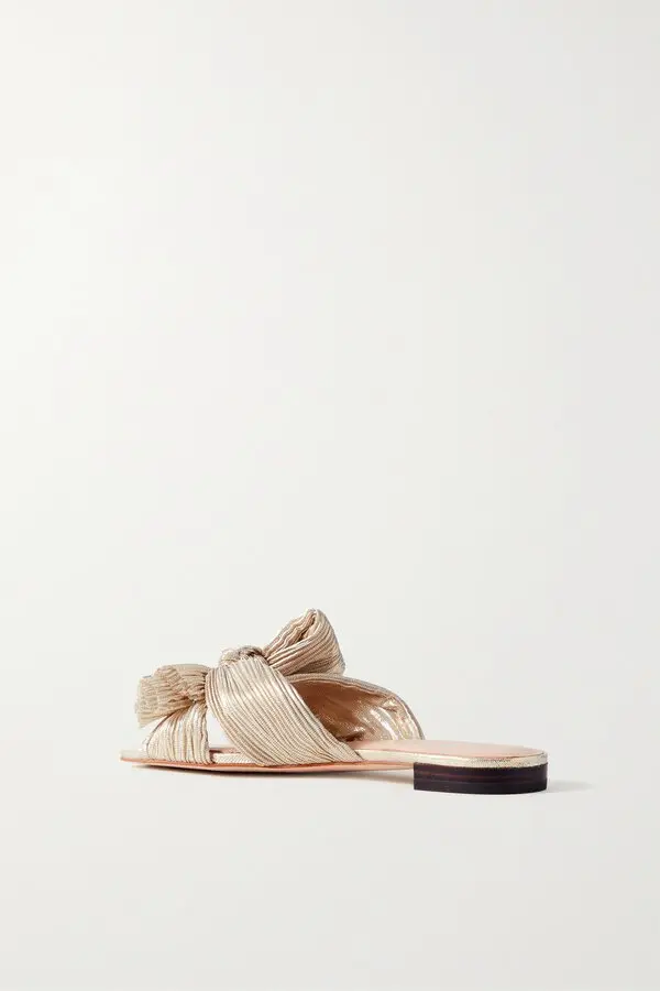 LOEFFLER RANDALL Daphne Plissé-lamé Slides - Gold