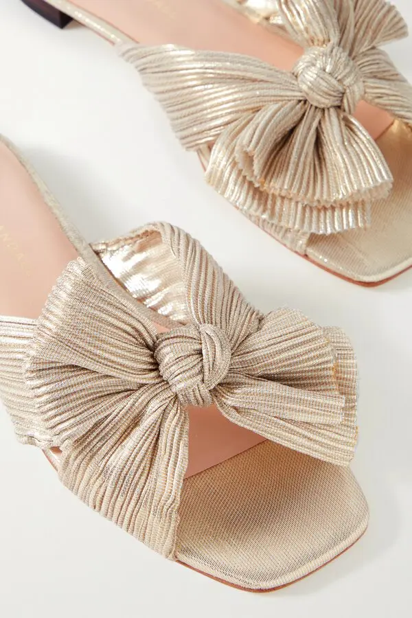 LOEFFLER RANDALL Daphne Plissé-lamé Slides - Gold