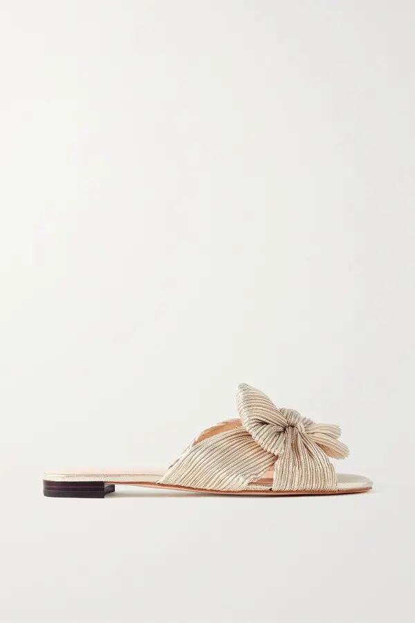 LOEFFLER RANDALL Daphne Plissé-lamé Slides - Gold