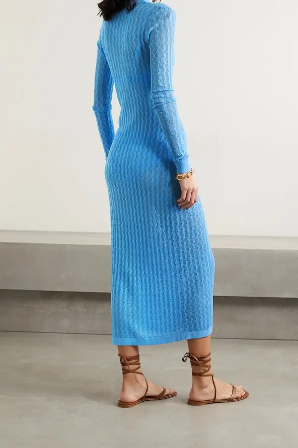 Dodo Bar Or June Pointelle-Knit Midi Dress In Blue - 30% Off | Editorialist