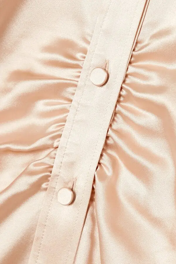 FRAME Ruched Silk-blend Satin Shirt