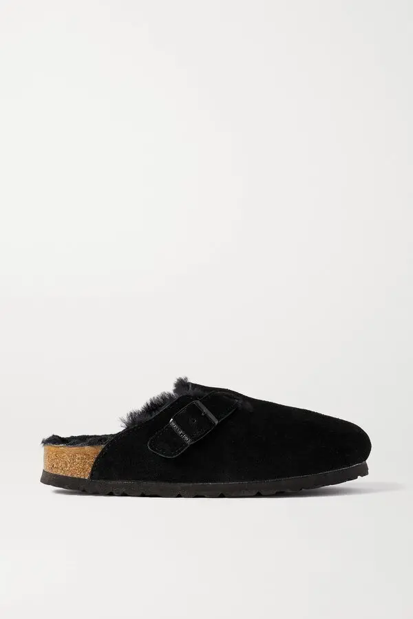 BIRKENSTOCK Boston Shearling-lined Suede Slippers