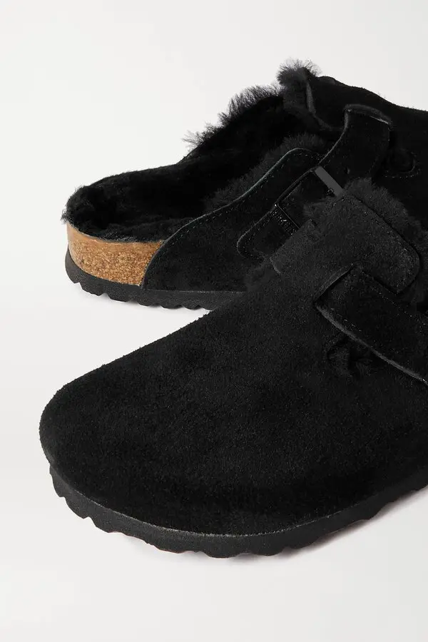 BIRKENSTOCK Boston Shearling-lined Suede Slippers