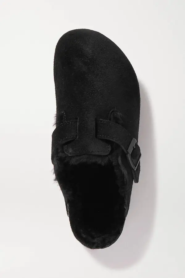 BIRKENSTOCK Boston Shearling-lined Suede Slippers
