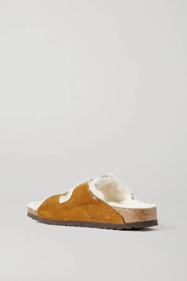 BIRKENSTOCK Arizona Shearling-lined Suede Sandals - Brown