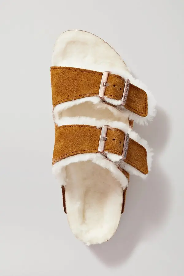 BIRKENSTOCK Arizona Shearling-lined Suede Sandals - Brown