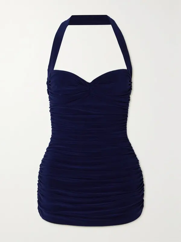 Norma Kamali Bill Mio Halterneck Swimsuit - Blue