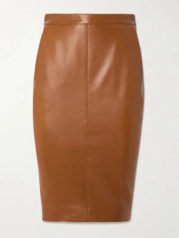 Saint Laurent Leather Knee-length Skirt - Brown
