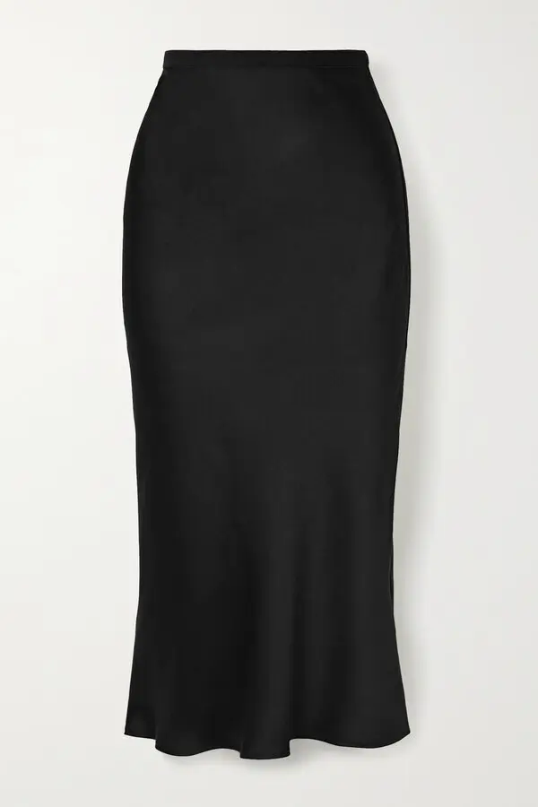 ANINE BING Bar Silk-satin Midi Skirt - Black