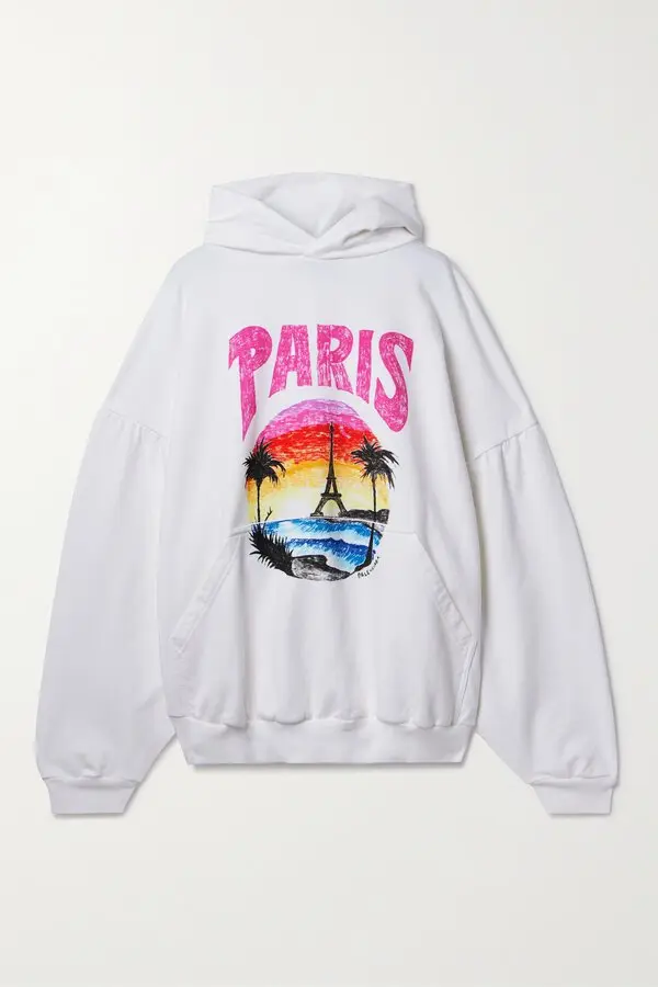 Balenciaga Oversized Printed Cotton-jersey Hoodie