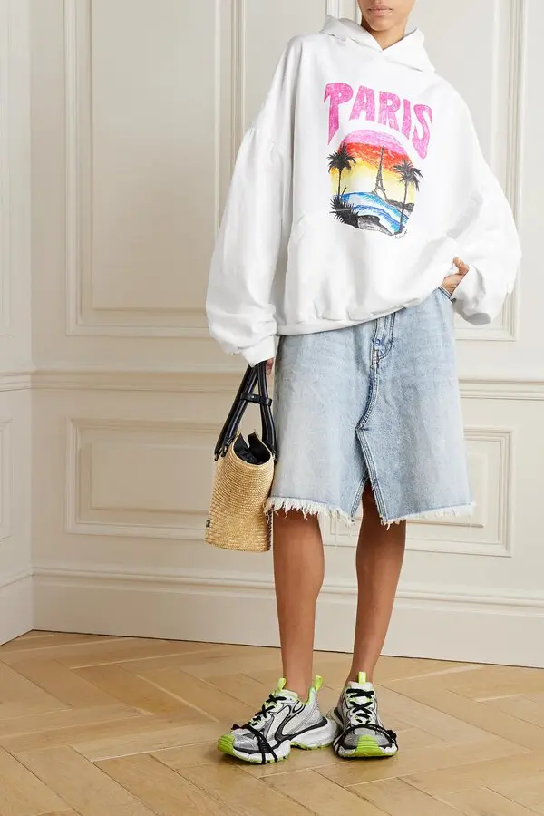 Balenciaga Oversized Printed Cotton-jersey Hoodie