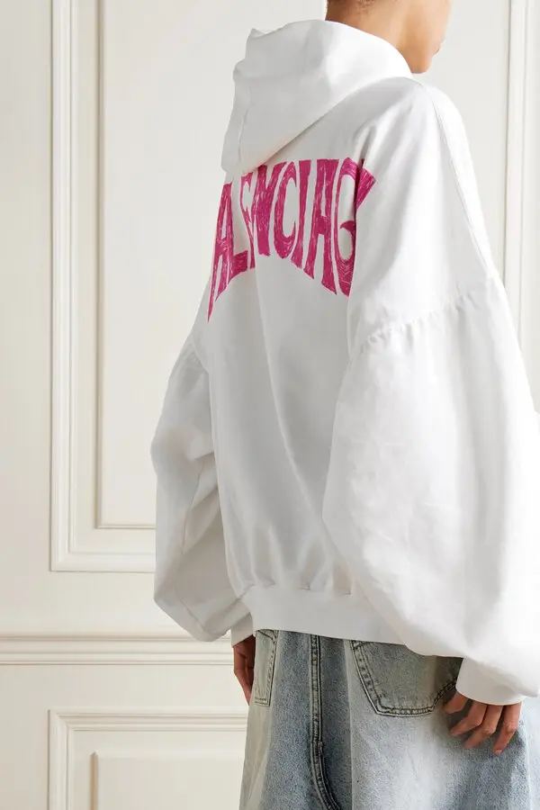 Balenciaga Oversized Printed Cotton-jersey Hoodie