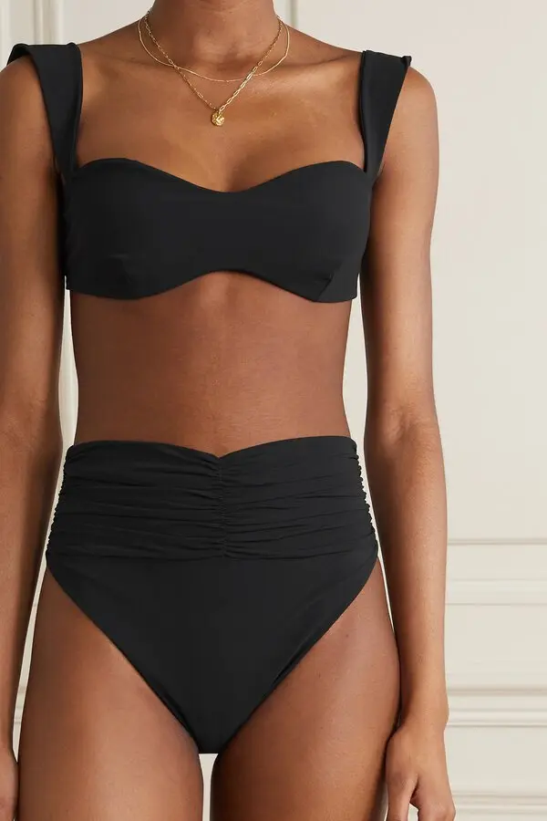 Magda Butrym Appliquéd Ruched High-rise Bikini Briefs - Black