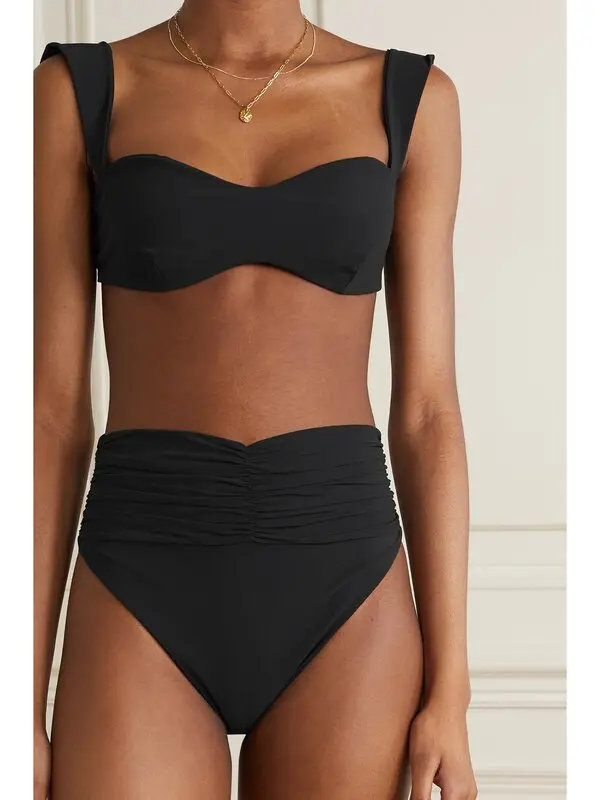 Magda Butrym Appliquéd Ruched High-rise Bikini Briefs - Black