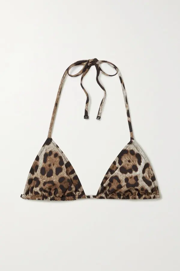 Dolce & Gabbana Leopard-print Triangle Bikini Top - Animal Print