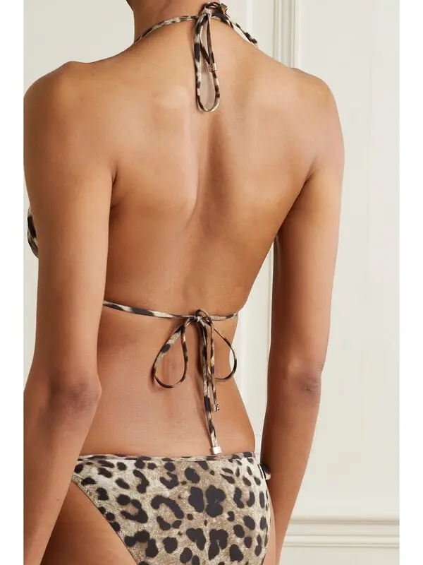 Dolce & Gabbana Leopard-print Triangle Bikini Top - Animal Print
