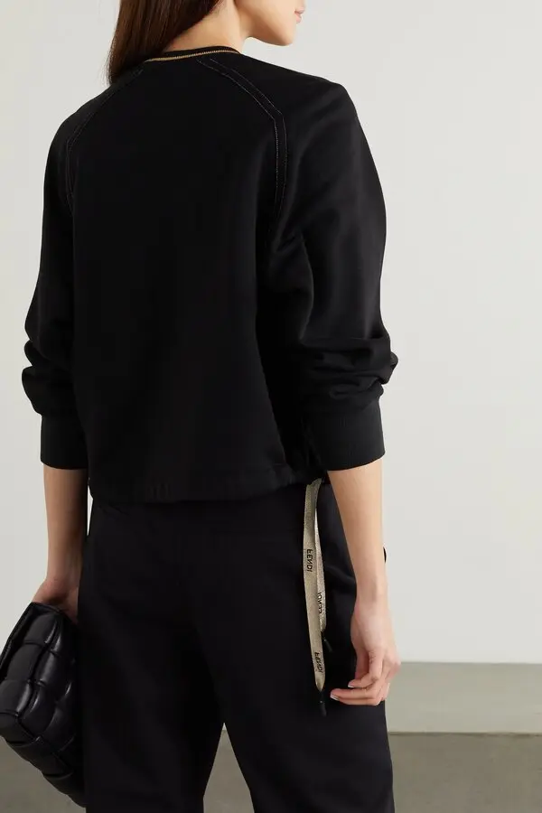 トレーナー/スウェット FENDI - FENDI Jacquard-trimmed embroidered sweat Fendi Jacquard-Trimmed Embroidered Cotton-Jersey Sweatshirt