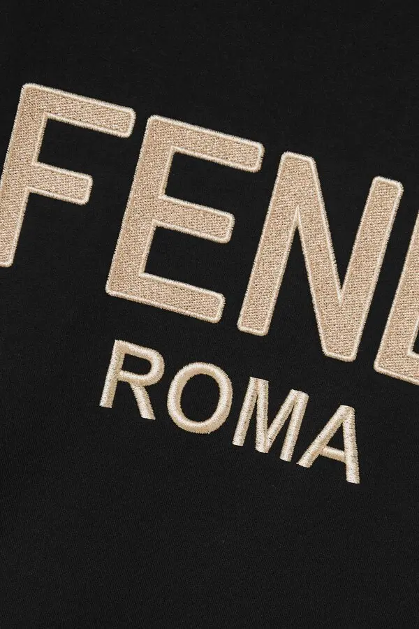 Fendi Jacquard-Trimmed Embroidered Cotton-Jersey Sweatshirt