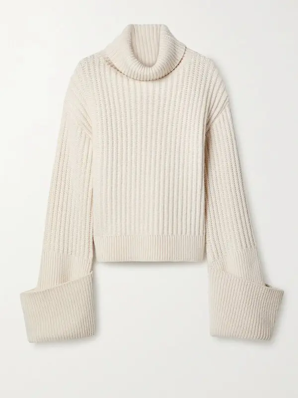 THE ROW Aneke Oversized Ribbed Wool Turtleneck Sweater