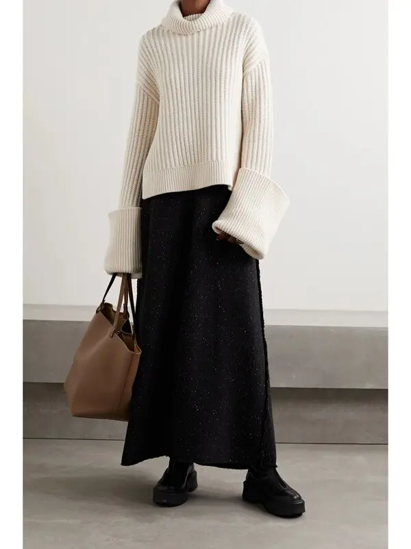 THE ROW Aneke Oversized Ribbed Wool Turtleneck Sweater