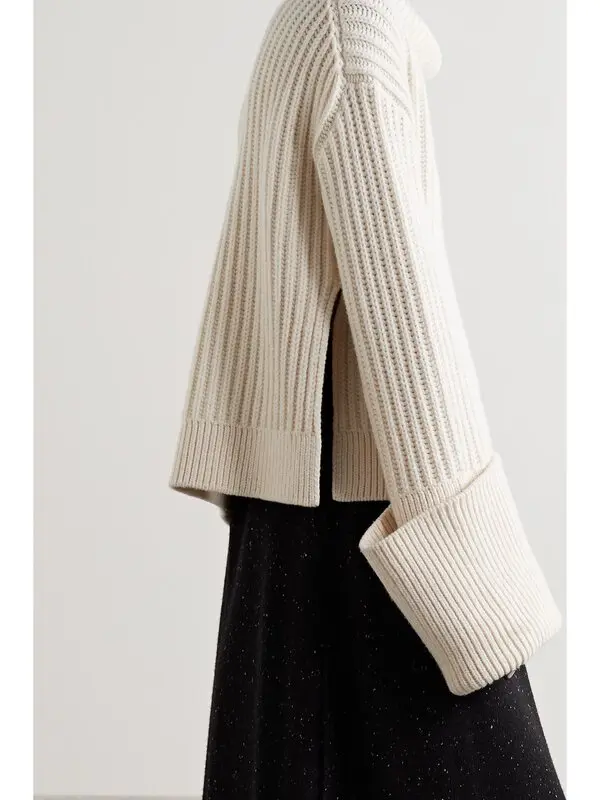 THE ROW Aneke Oversized Ribbed Wool Turtleneck Sweater