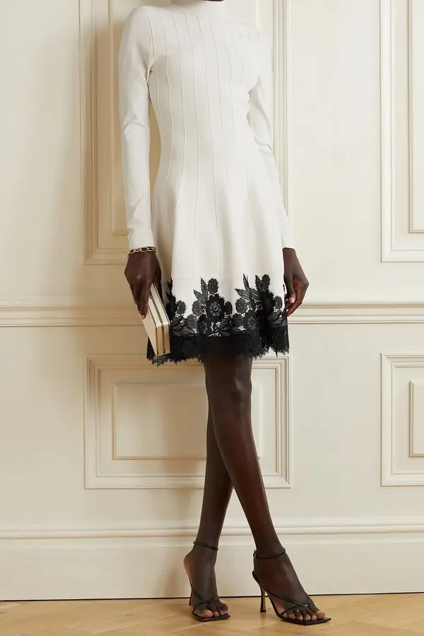 lela rose smocked knit dress Smocked Knit Mock Neck Dress  Lela Rose