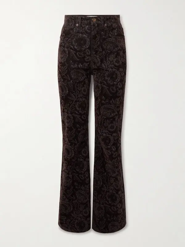 Chloé Printed High-rise Flared Jeans - Brown