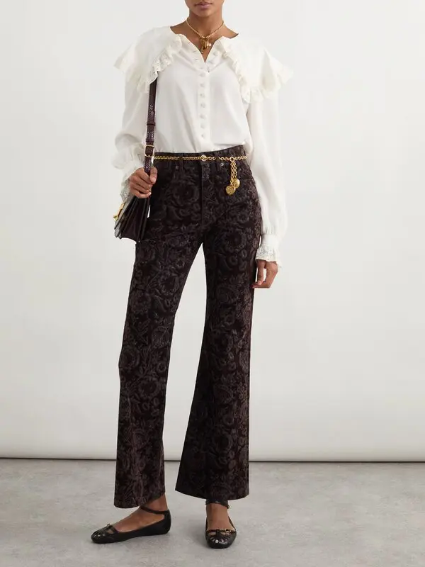 Chloé Printed High-rise Flared Jeans - Brown