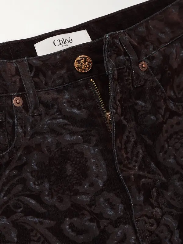 Chloé Printed High-rise Flared Jeans - Brown
