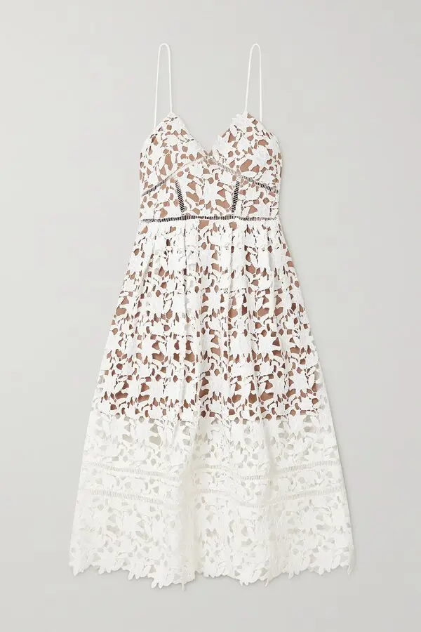Self-Portrait Azaelea Guipure Lace Dress In Ivory - 40% Off | Editorialist