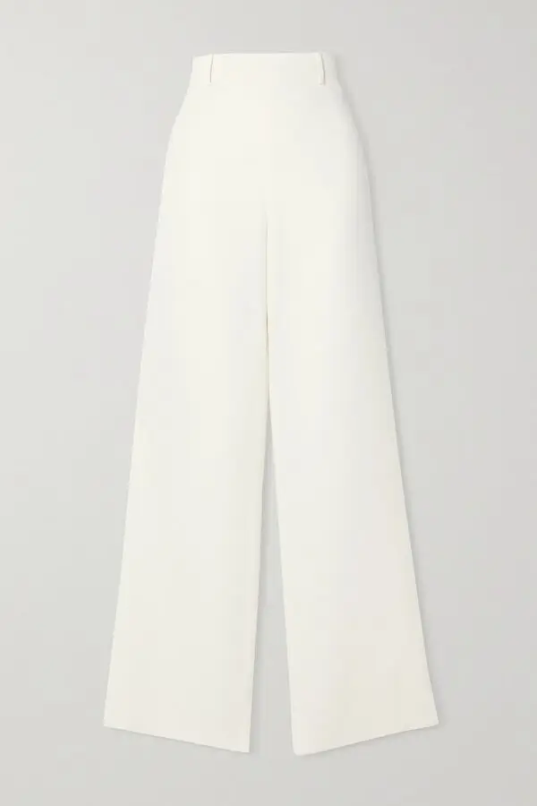 Valentino Garavani Silk-crepe Wide-leg Trousers - White