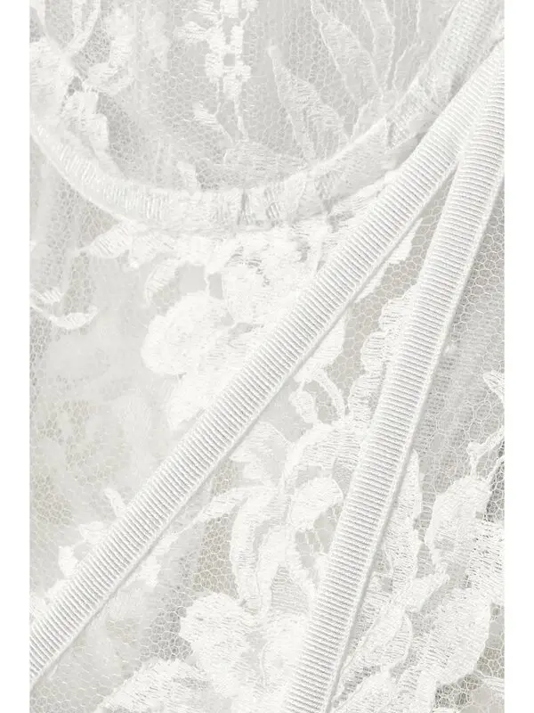 Dolce & Gabbana Grosgrain-trimmed Lace Bustier Top - White
