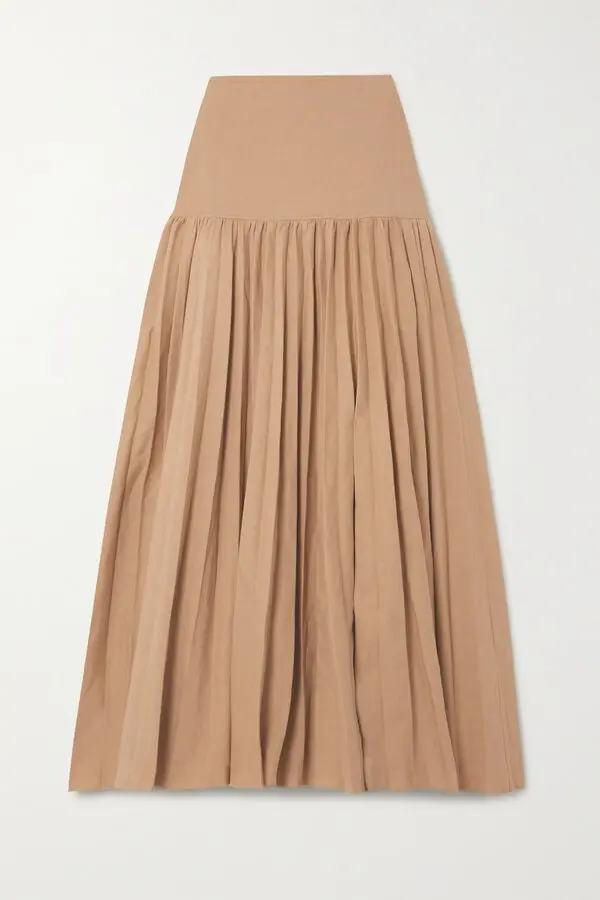 JOSEPH Sven Pleated Linen-blend Maxi Skirt