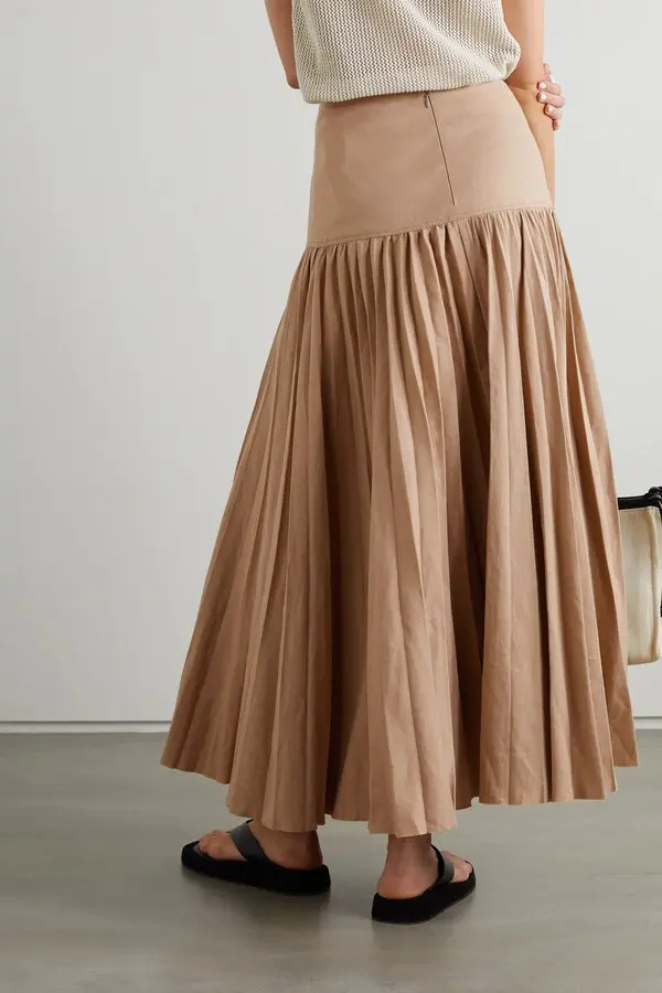JOSEPH Sven Pleated Linen-blend Maxi Skirt