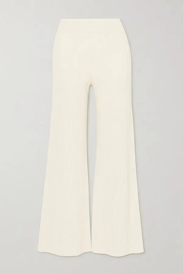 Chloé Ribbed Wool-blend Flared Pants