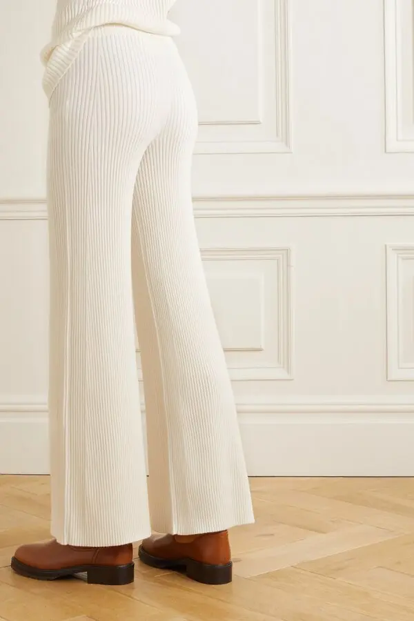 Chloé Ribbed Wool-blend Flared Pants