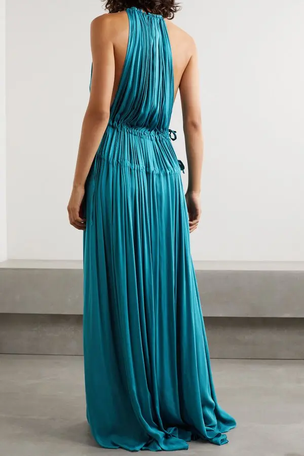 bondi born green dress Bondi Born Marfa Silk Halter Maxi Dress – Vermillion main image 1