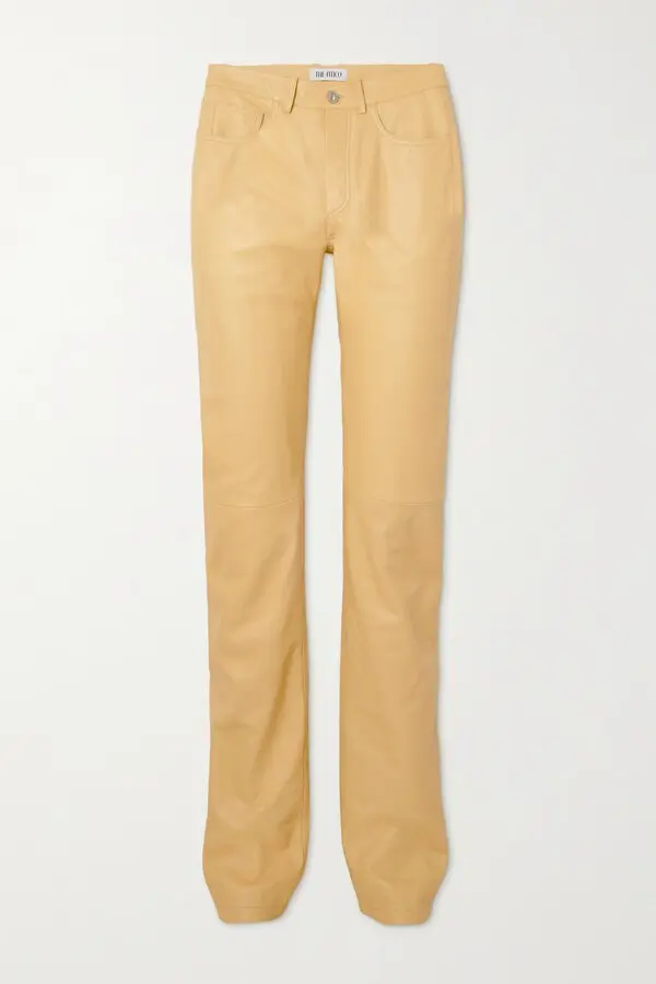 Attico Leather Straight-leg Pants - Yellow